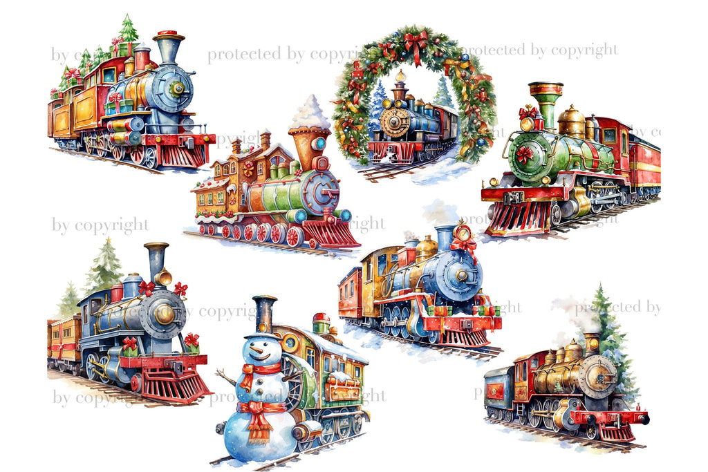 Christmas Train Clipart | Winter Clipart Bundle - So Fontsy
