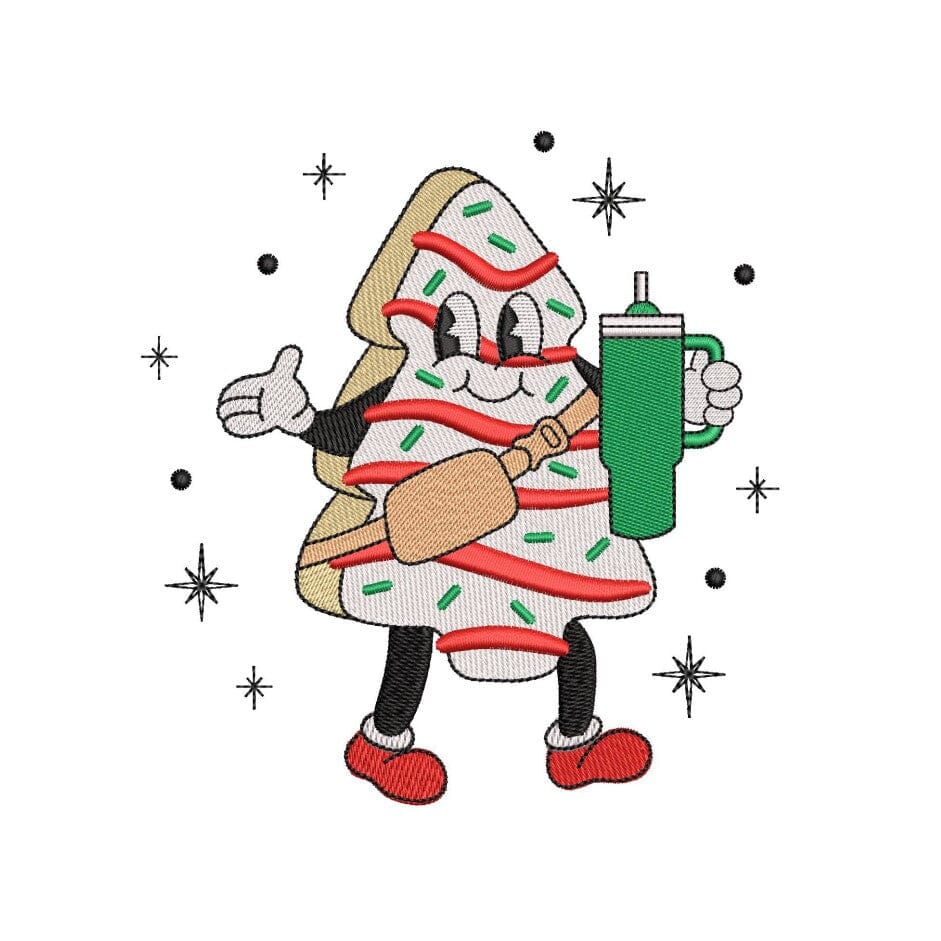 Christmas Tree Cake Embroidery Design, Tis The Season Machine Embroidery Design, 3 sizes - So Fontsy