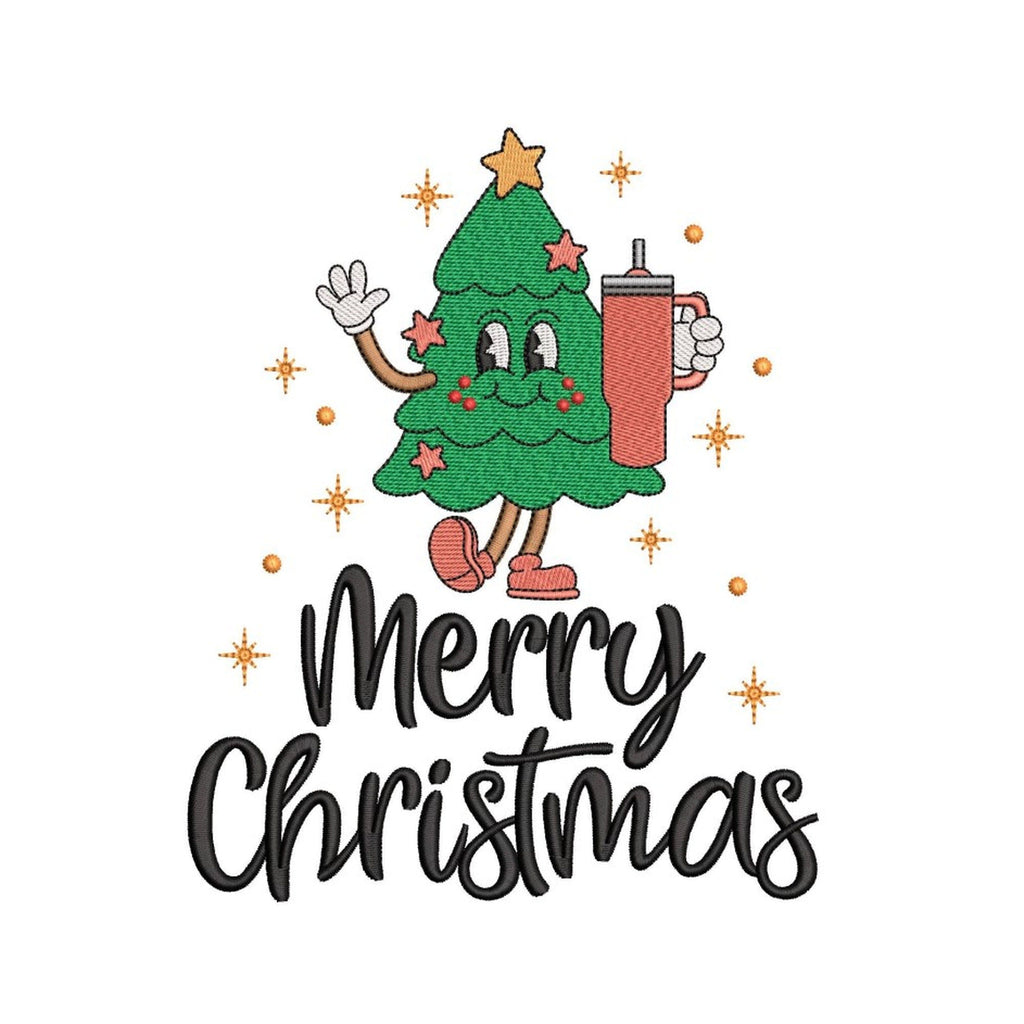 Christmas Tree with Cup Embroidery Design, Tis The Season Machine Embroidery Design, 3 sizes ...