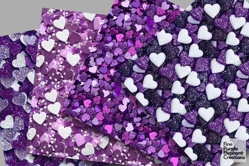 Chunky Purple Heart Glitter | Valentines Day Digital Paper - So Fontsy