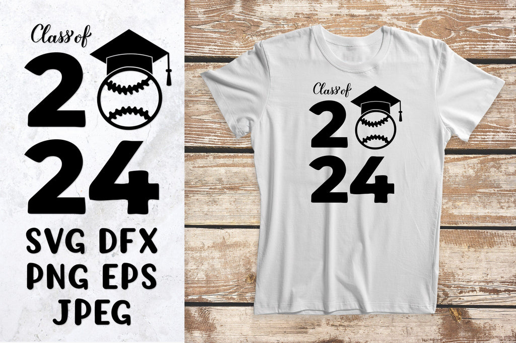 Class of 2024 SVG. Baseball ball. Graduation shirt design - So Fontsy