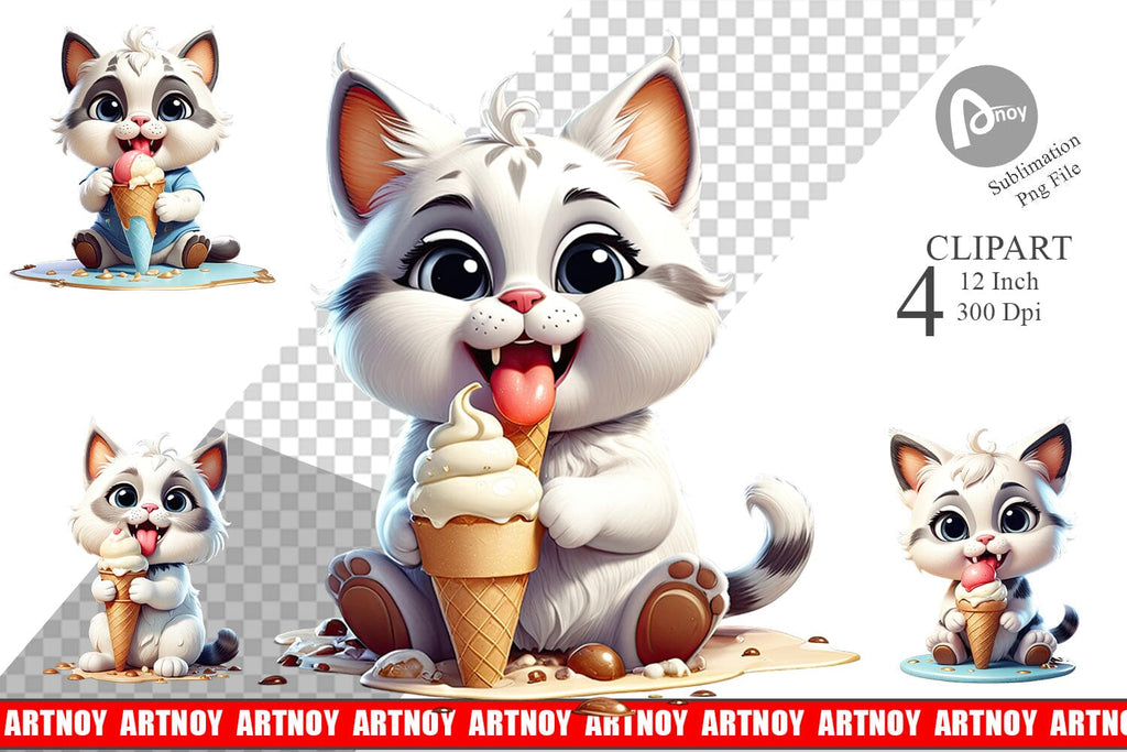 Clipart Ice Cream Cat - So Fontsy