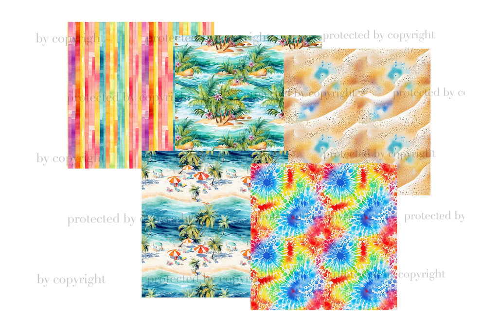 Colorful Beach Digital Papers | Summer Seamless Pattern - So Fontsy