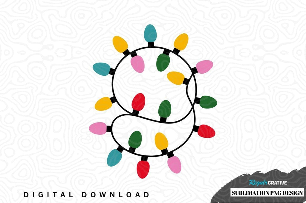 Colorful christmas lights sublimation png design - So Fontsy
