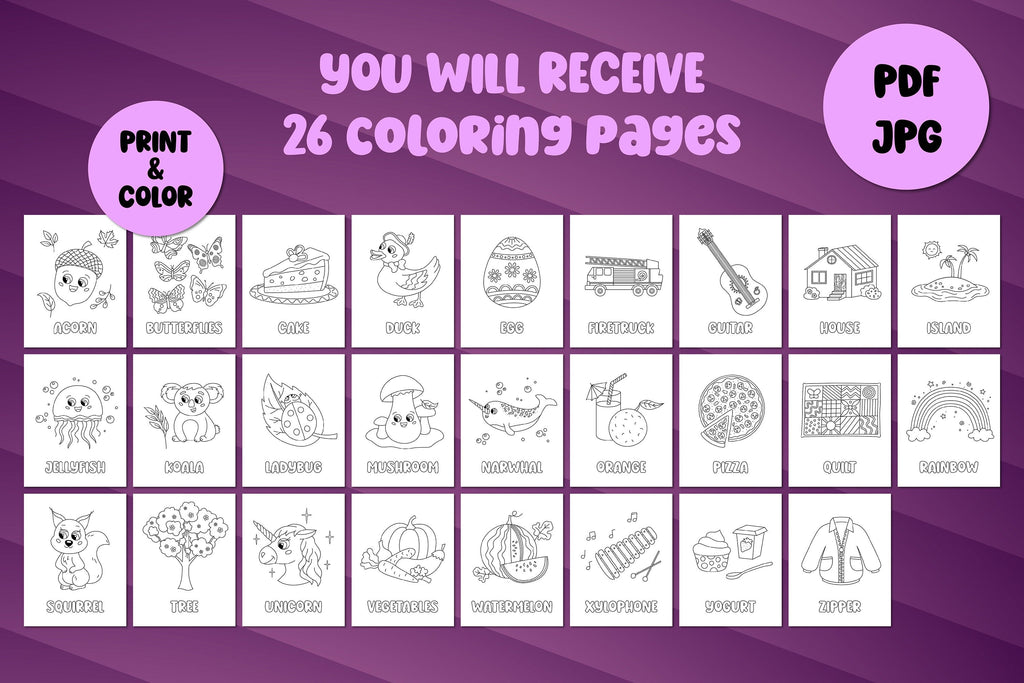 Coloring Pages for Kids Printable PDF US Letter Preschool Kindergarten ...