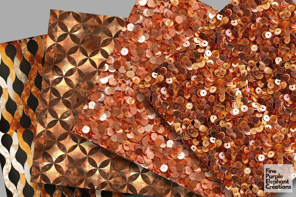 Copper Glam Digital Paper | Luxury Glitter Art Deco - So Fontsy