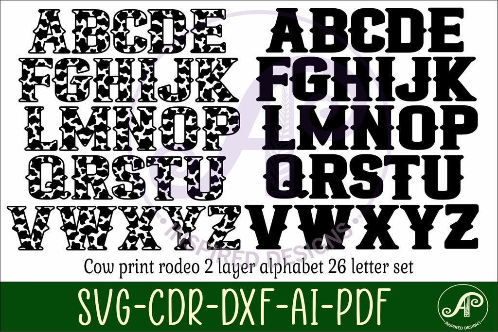 Cow print letters alphabet set x 26 - So Fontsy