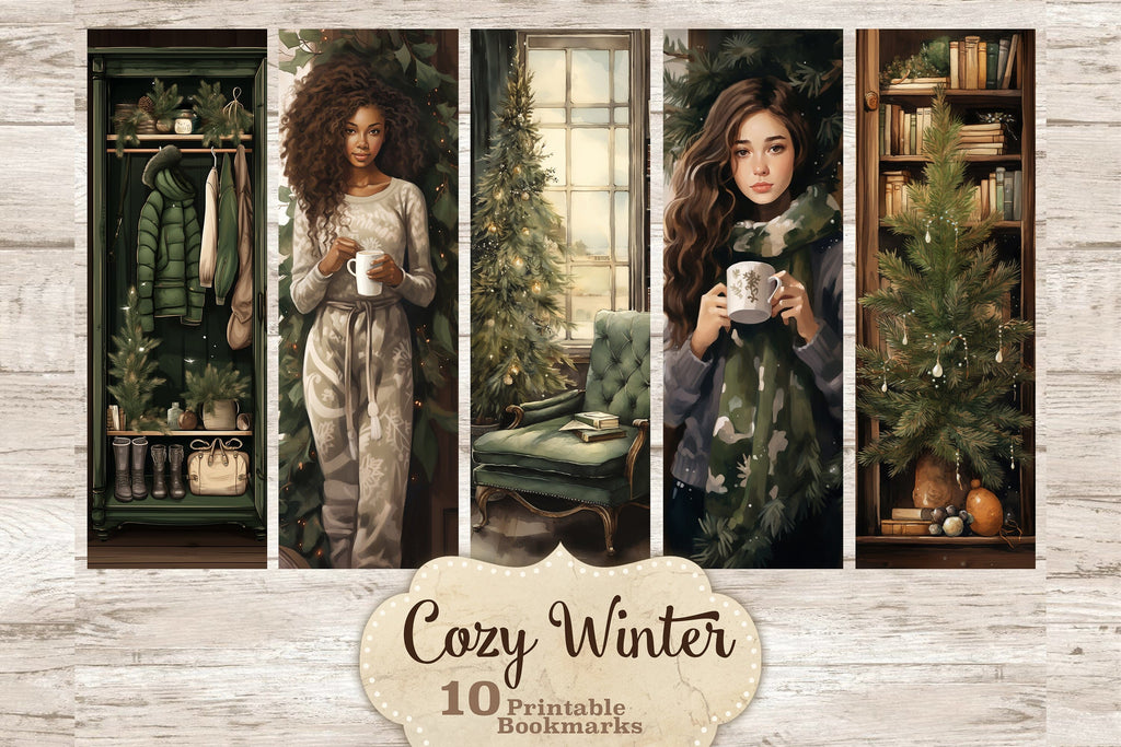 Cozy Winter Bookmarks | Booklover Printable - So Fontsy
