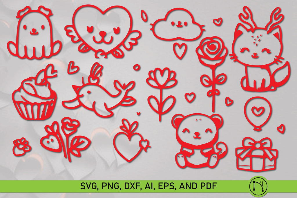 Cricut Valentine Animal SVG Bundle - So Fontsy