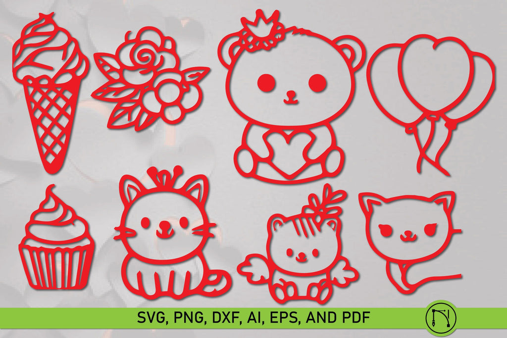 Cricut Valentine Animal SVG Bundle - So Fontsy