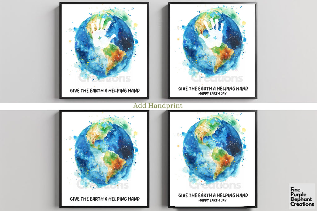 Custom Earth Day Helping Hand Handprint l Digital Art Print | Father ...