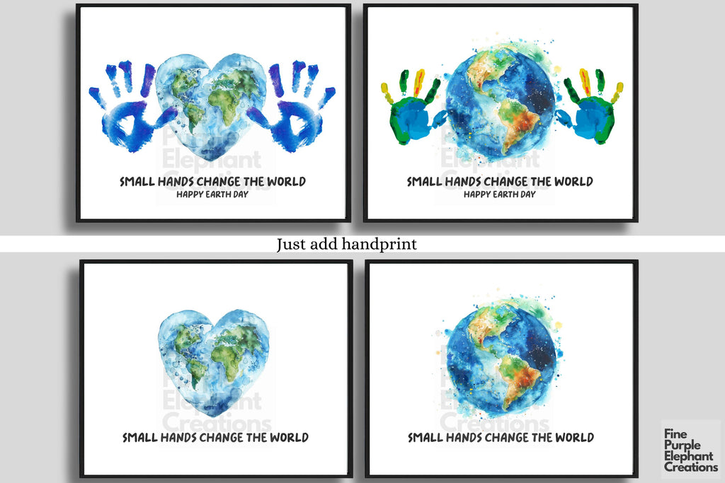 Custom Earth Day Small Hand Change World Handprint l Digital Art Print ...
