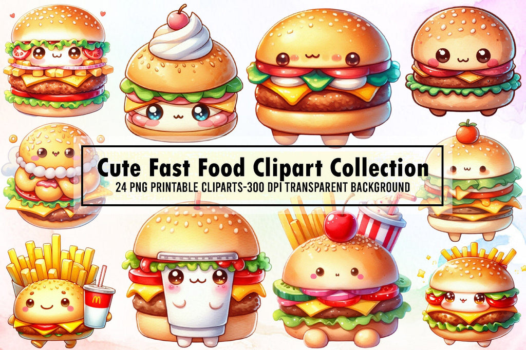 Cute Fast Food Clipart Collection - So Fontsy