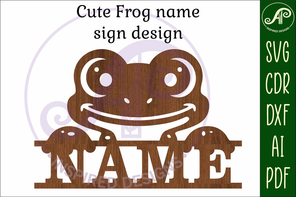 Cute frog name sign svg laser cut file - So Fontsy
