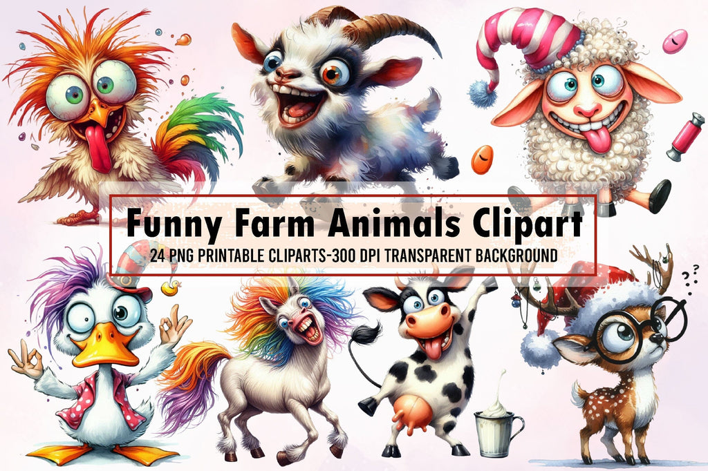 Cute Funny Farm Animals Clipart Farm PNG - So Fontsy