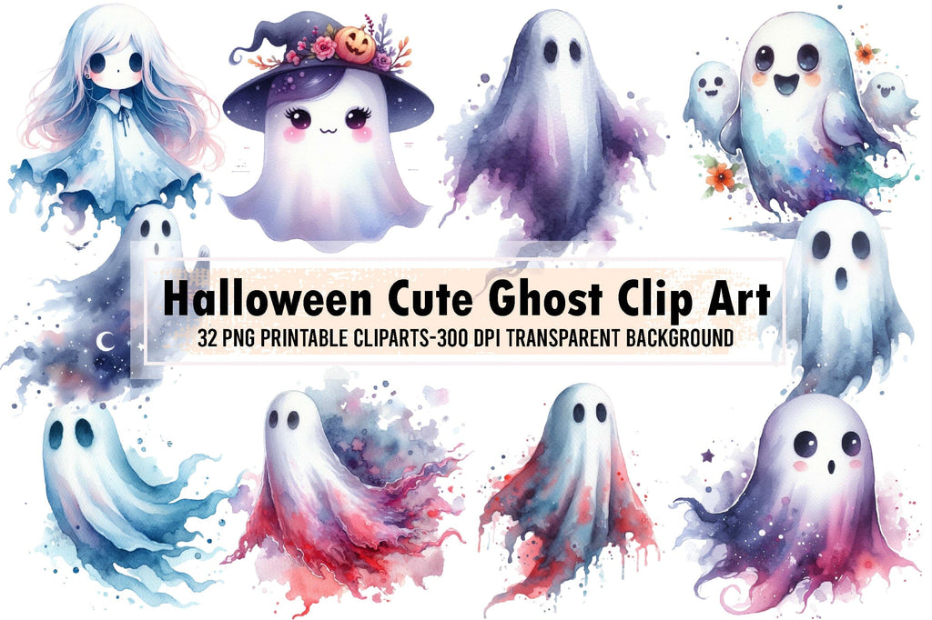 Cute Halloween Cute Ghost Girl Clip Art - So Fontsy
