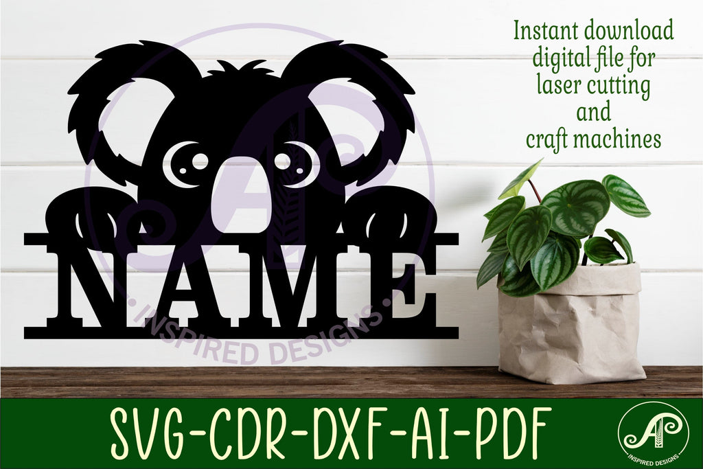 Cute koala name sign svg laser cut file - So Fontsy