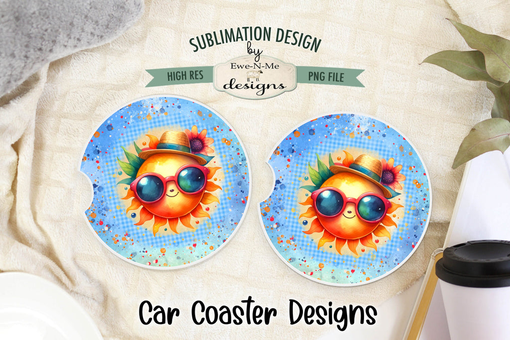 Cute Sun with Sunglasses Wind Spinner Sublimation Design PNG Round ...