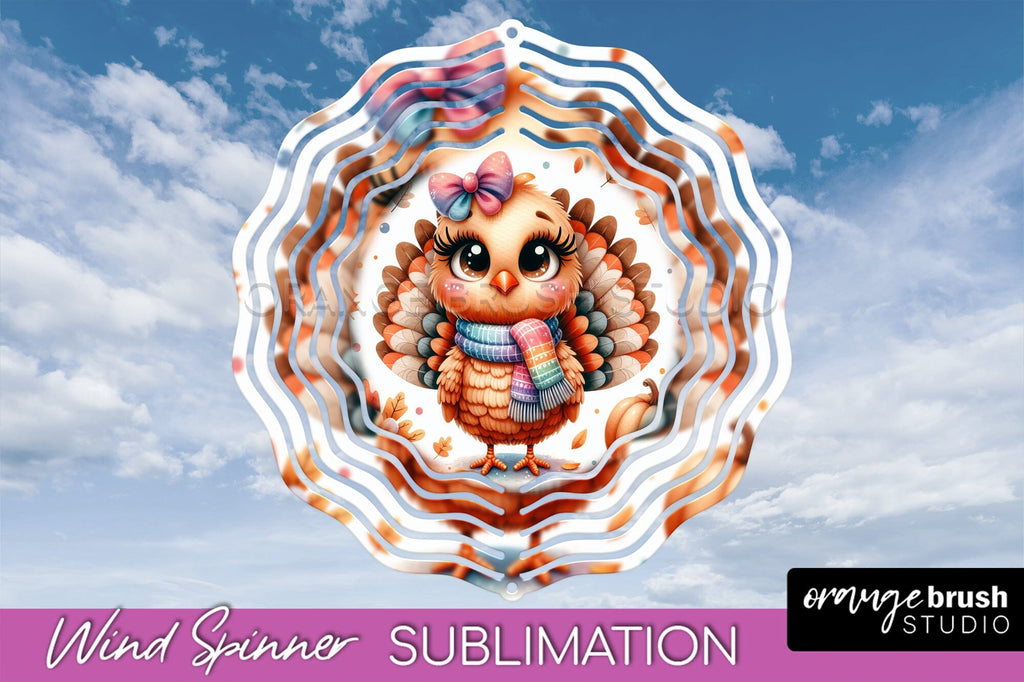 Cute Turkey Wind Spinner - Thanksgiving Sublimation Design - So Fontsy