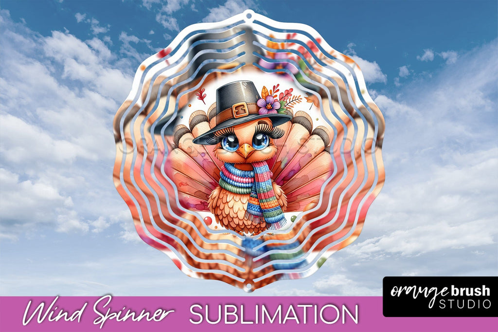 Cute Turkey Wind Spinner - Thanksgiving Sublimation Design - So Fontsy