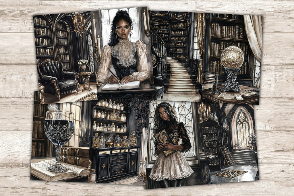 Dark Academia Junk Journal | Gothic Library Haunted Mansion - So Fontsy