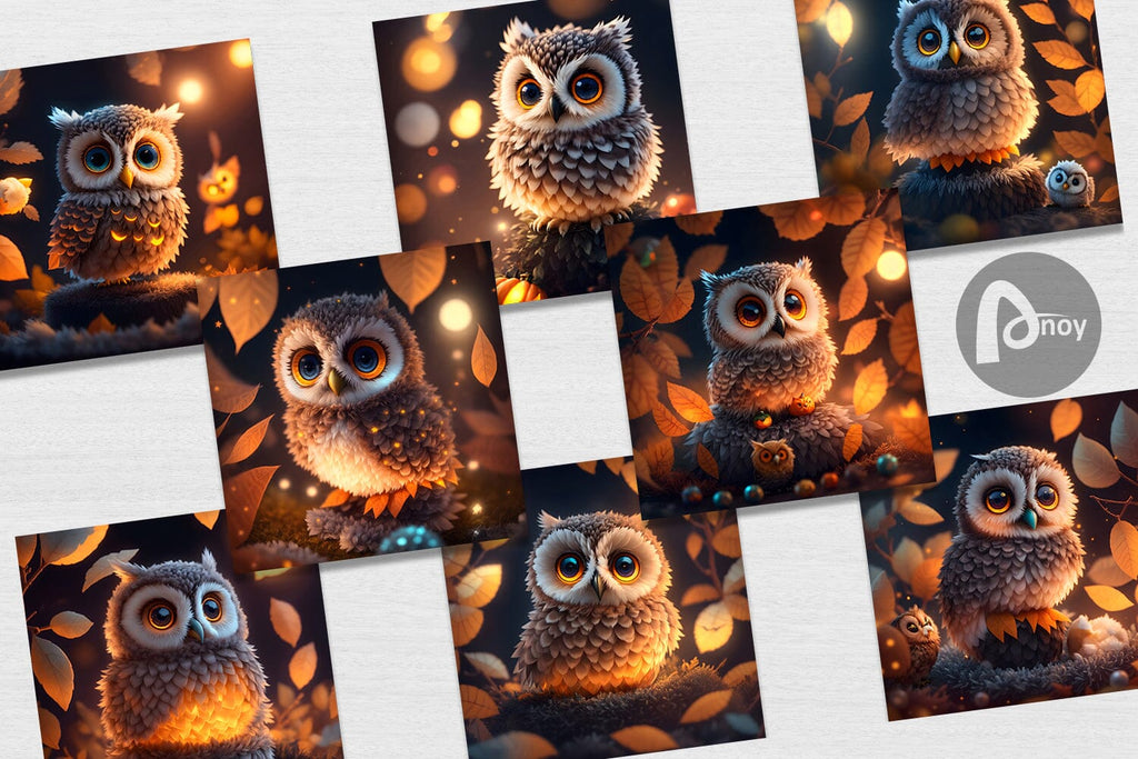 Digital Paper 3D Bird Owl Halloween - So Fontsy