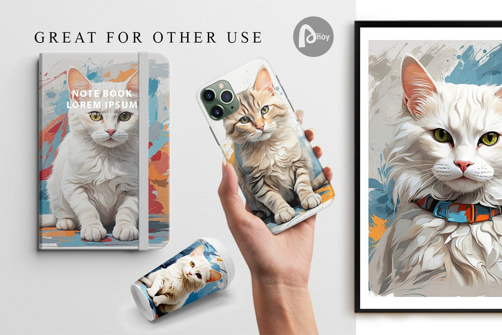 Digital Paper 3D Cat Painting - So Fontsy