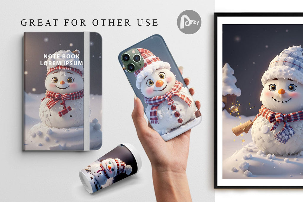 Digital Paper 3D Cute Snowman - So Fontsy