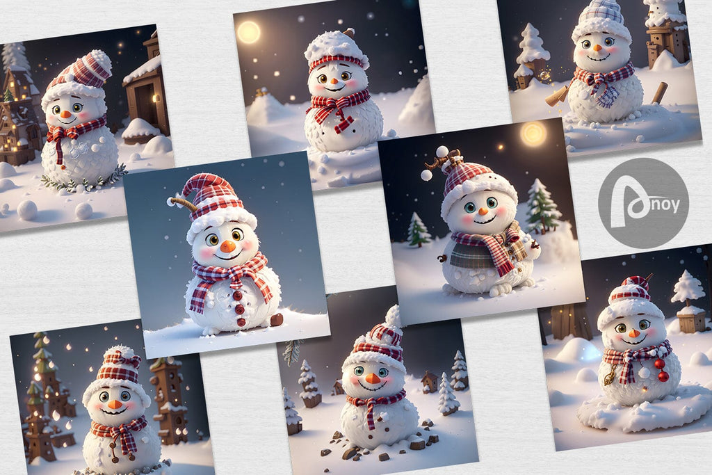 Digital Paper 3D Cute Snowman - So Fontsy