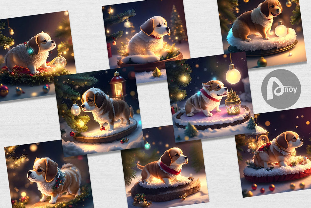 Digital Paper 3D Dog Christmas - So Fontsy