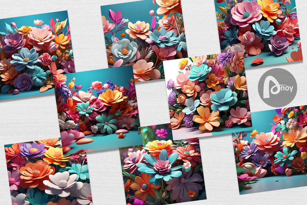 Digital Paper 3D Flowers Pastel Color - So Fontsy