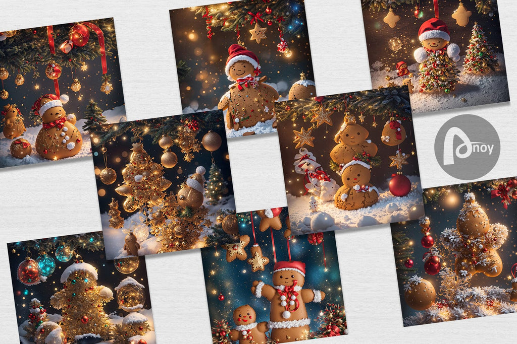 Digital paper 3D Gingerbread Men Christmas - So Fontsy