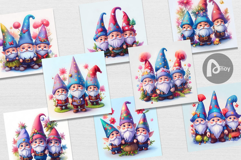 Digital Paper 3D Gnomes Christmas - So Fontsy