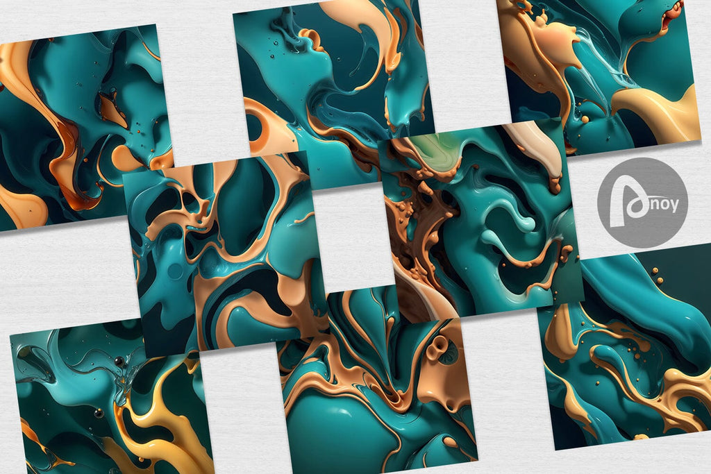 Digital Paper 3D Liquid Turquoise Color - So Fontsy