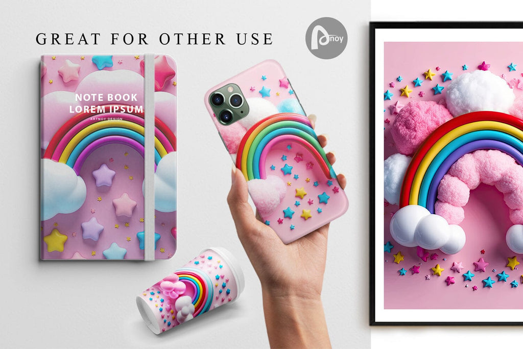 Digital Paper 3D Rainbow and Cloud - So Fontsy