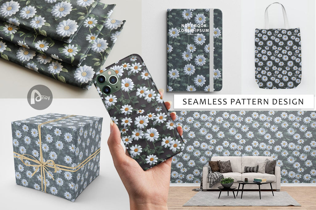 Digital Paper 3D White Daisy Flower - So Fontsy