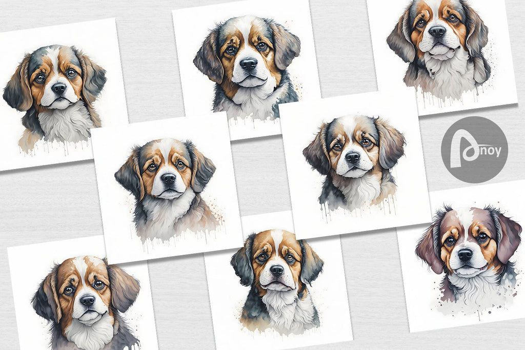 Digital Paper Adorable Dog Watercolor - So Fontsy