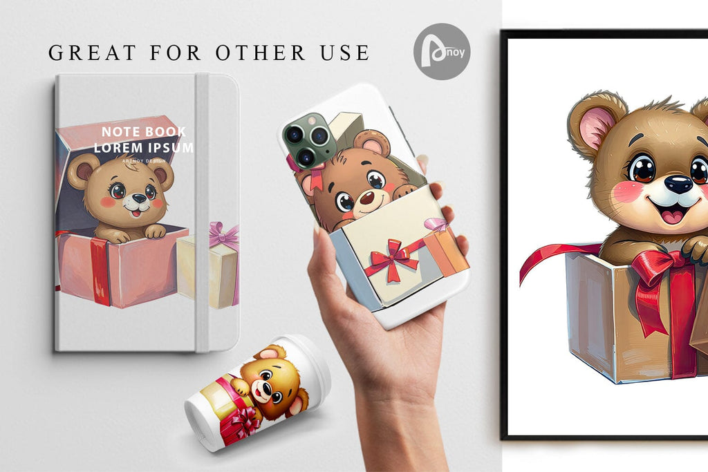 Digital Paper Bear Cub Gift - So Fontsy