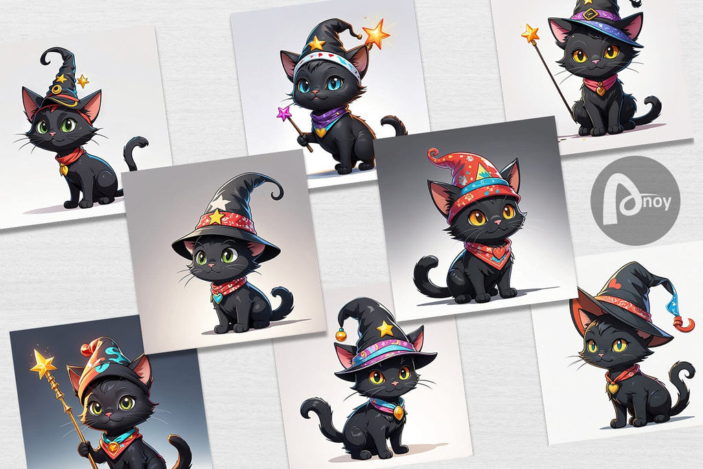 Digital Paper Black Cat Halloween - So Fontsy