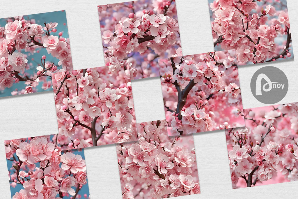 Digital Paper Cherry Blossoms Pattern - So Fontsy