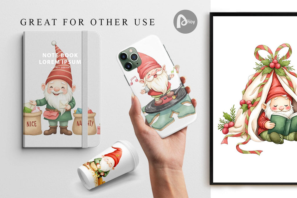 Digital Paper Christmas Gnome - So Fontsy