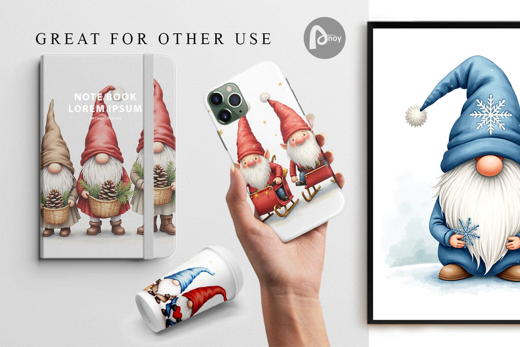 Digital Paper Christmas Gnome - So Fontsy