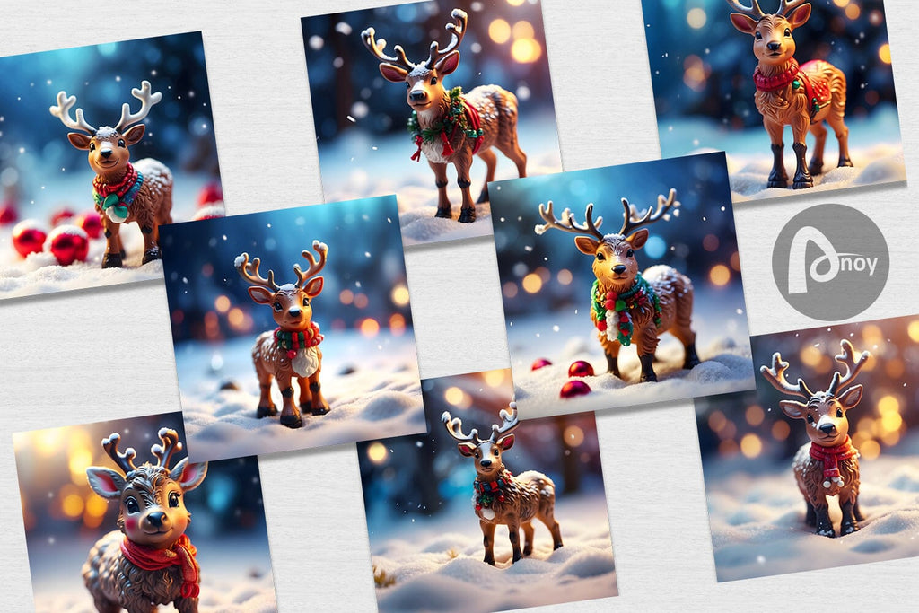 Digital Paper Christmas Reindeer - So Fontsy