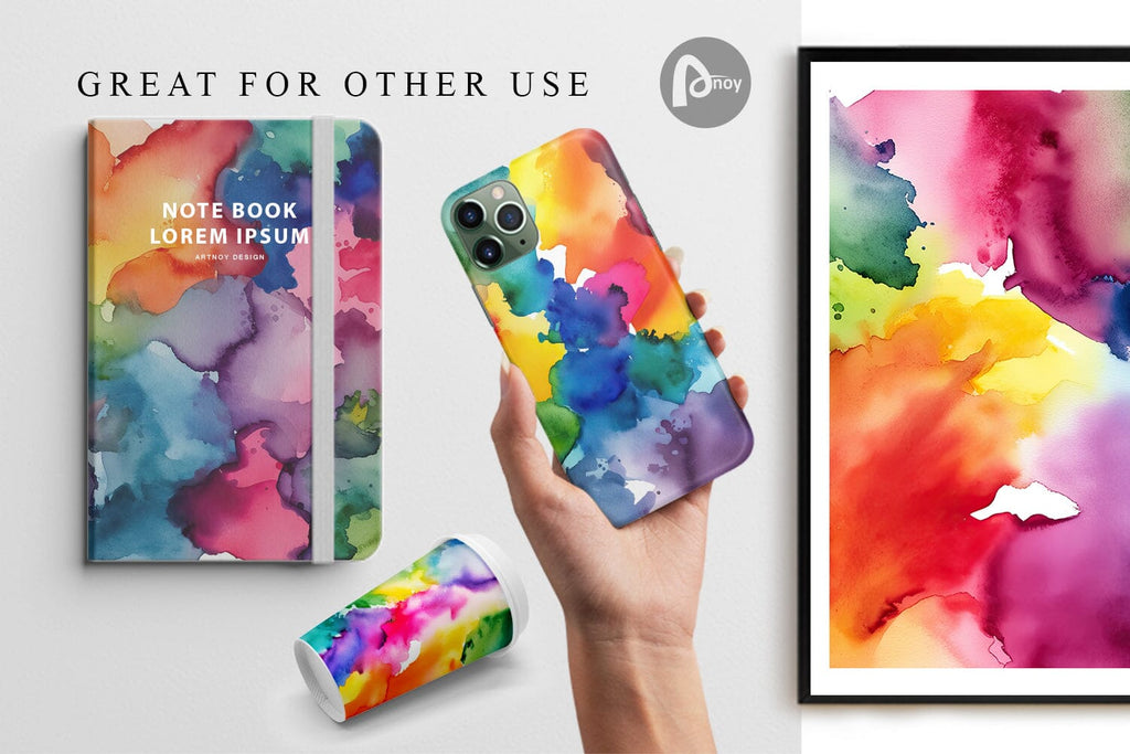 Digital Paper Colorful Watercolor - So Fontsy