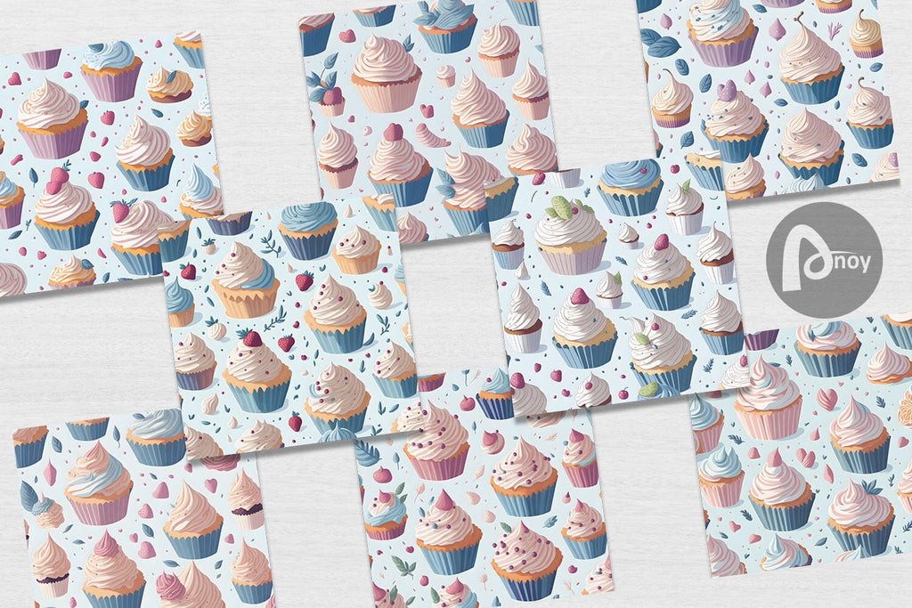 Digital Paper Cupcake Pattern - So Fontsy