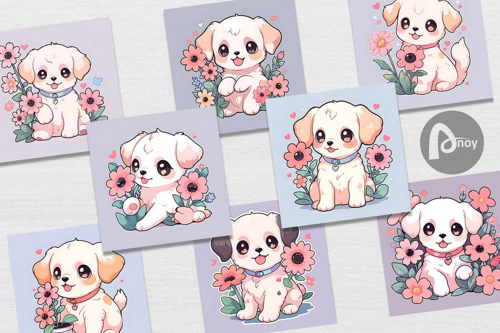 Digital Paper Cute Puppy Illustration - So Fontsy