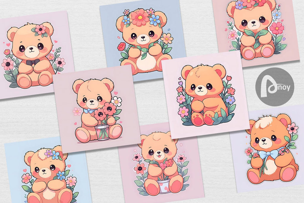 Digital Paper Cute Teddy Bear - So Fontsy