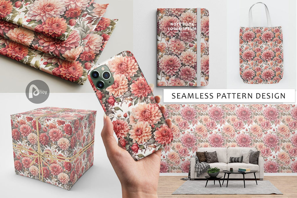 Digital Paper Dahlia Pattern - So Fontsy