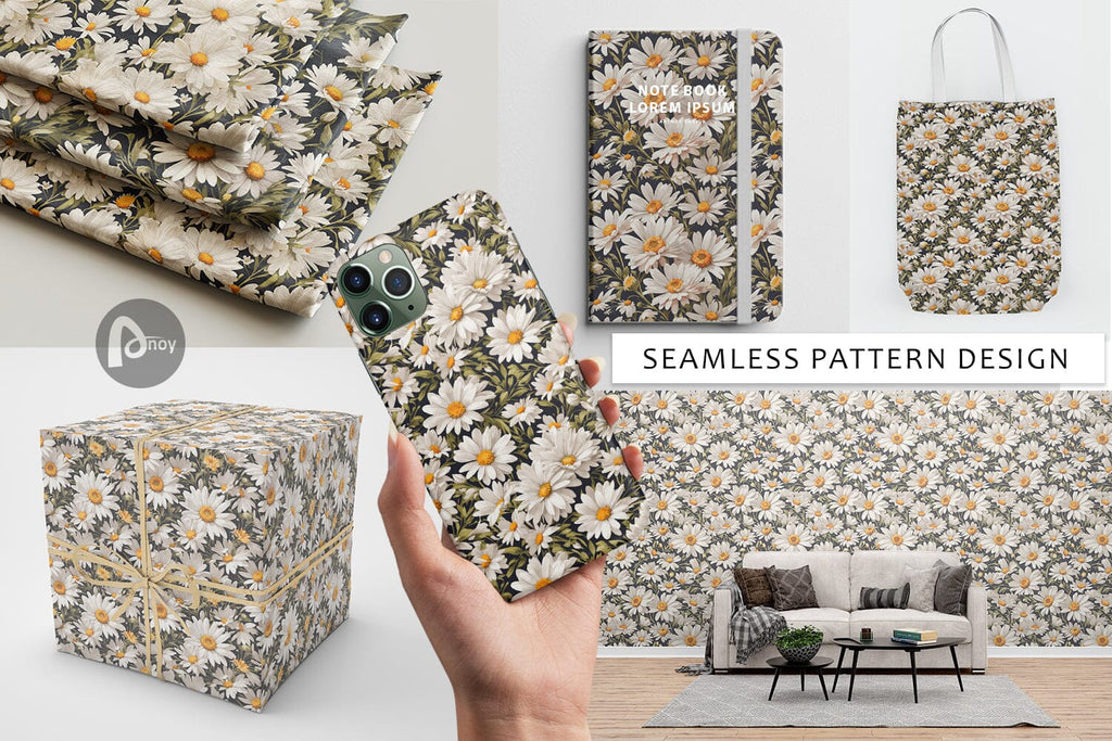 Digital Paper Daisies Pattern - So Fontsy