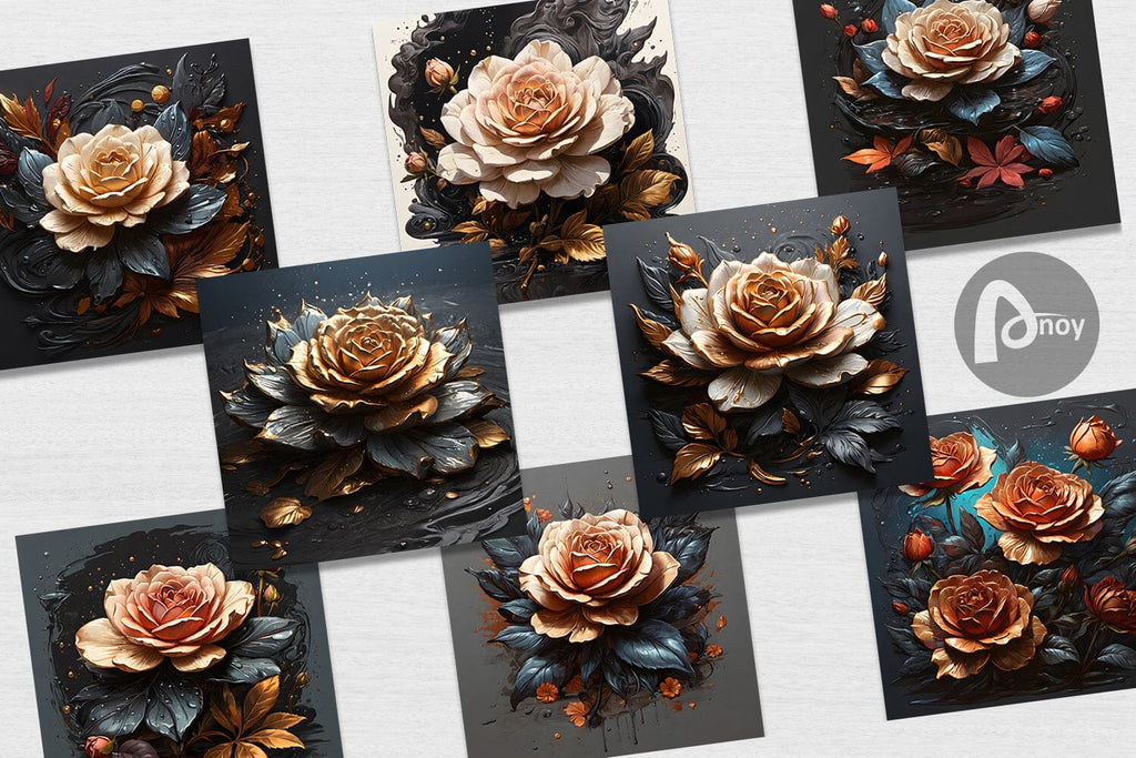 Digital Paper Dark Rose flower - So Fontsy